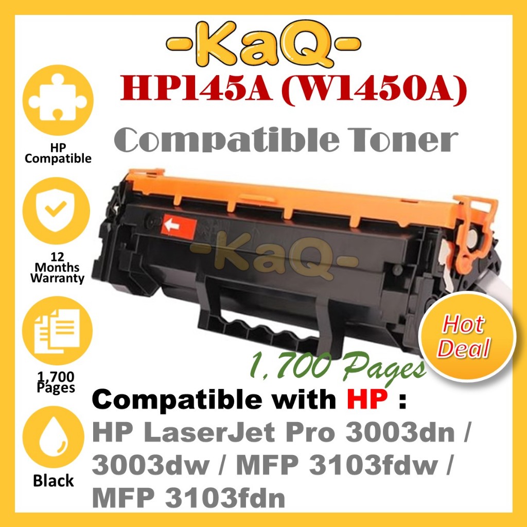 Compatible HP 145A Black LaserJet Toner Cartridge W1450A for Pro 3003dn ...