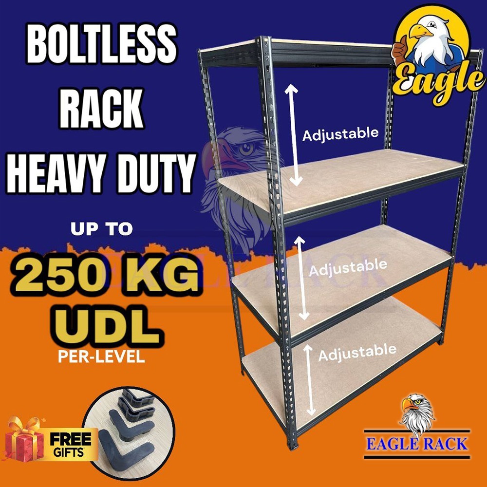 HEAVY DUTY RACK (250KG/PERLEVEL) 🖤🖤 BLACK🖤🖤 BOLTLESS RACK | Shopee Malaysia