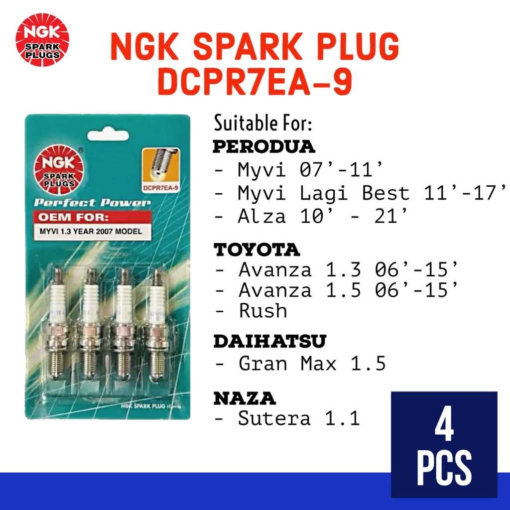【100% ORIGINAL】NGK DCPR7EA-9 SPARK PLUG - PERODUA MYVI/ MYVI LAGI BEST ...