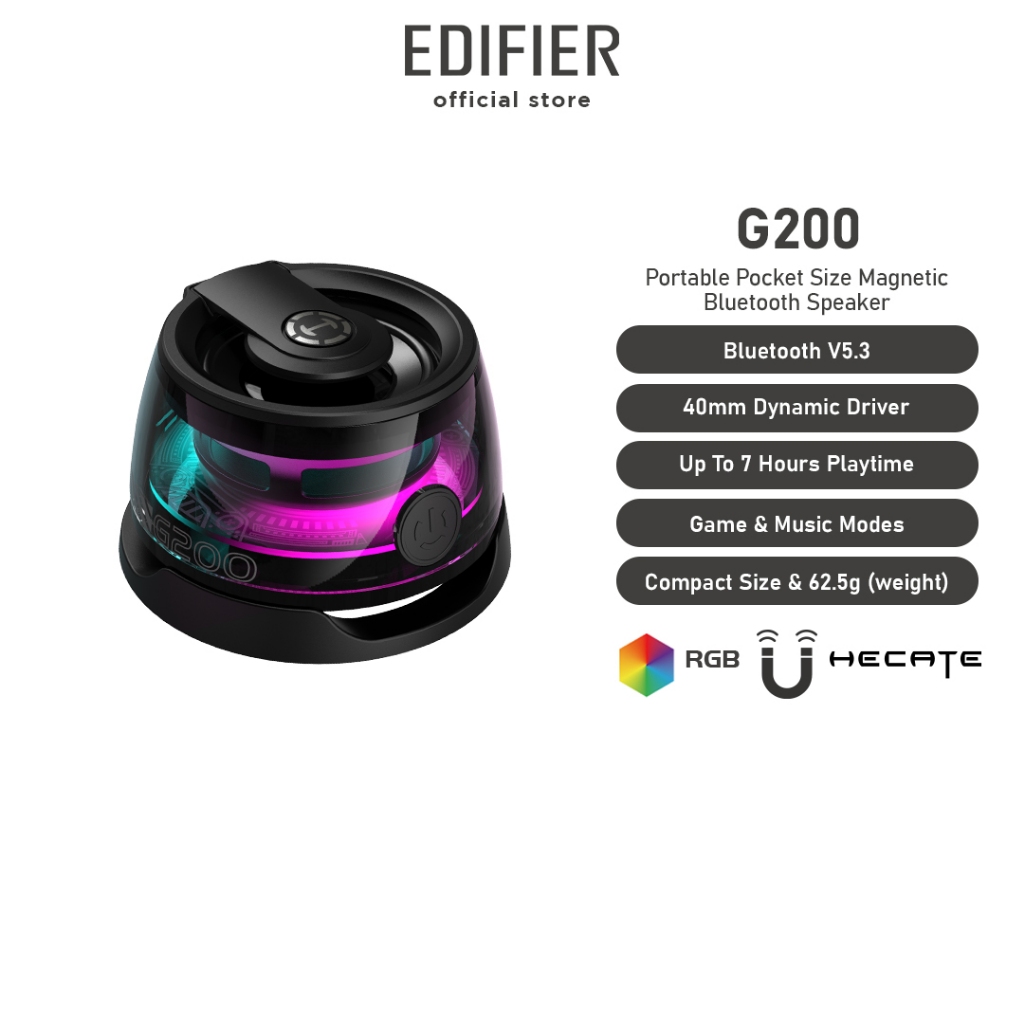 Edifier Hecate G200 Magnetic Portable Speaker - Bluetooth V5.3 | RGB ...