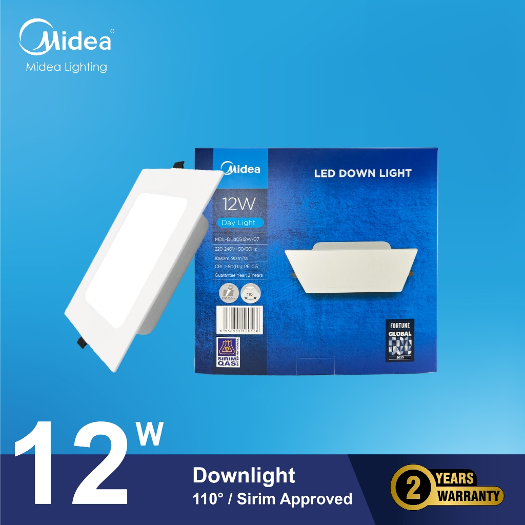 Midea Lighting Downlight Square 4" (12W) MDL-DL40S12W-07 | Shopee Malaysia