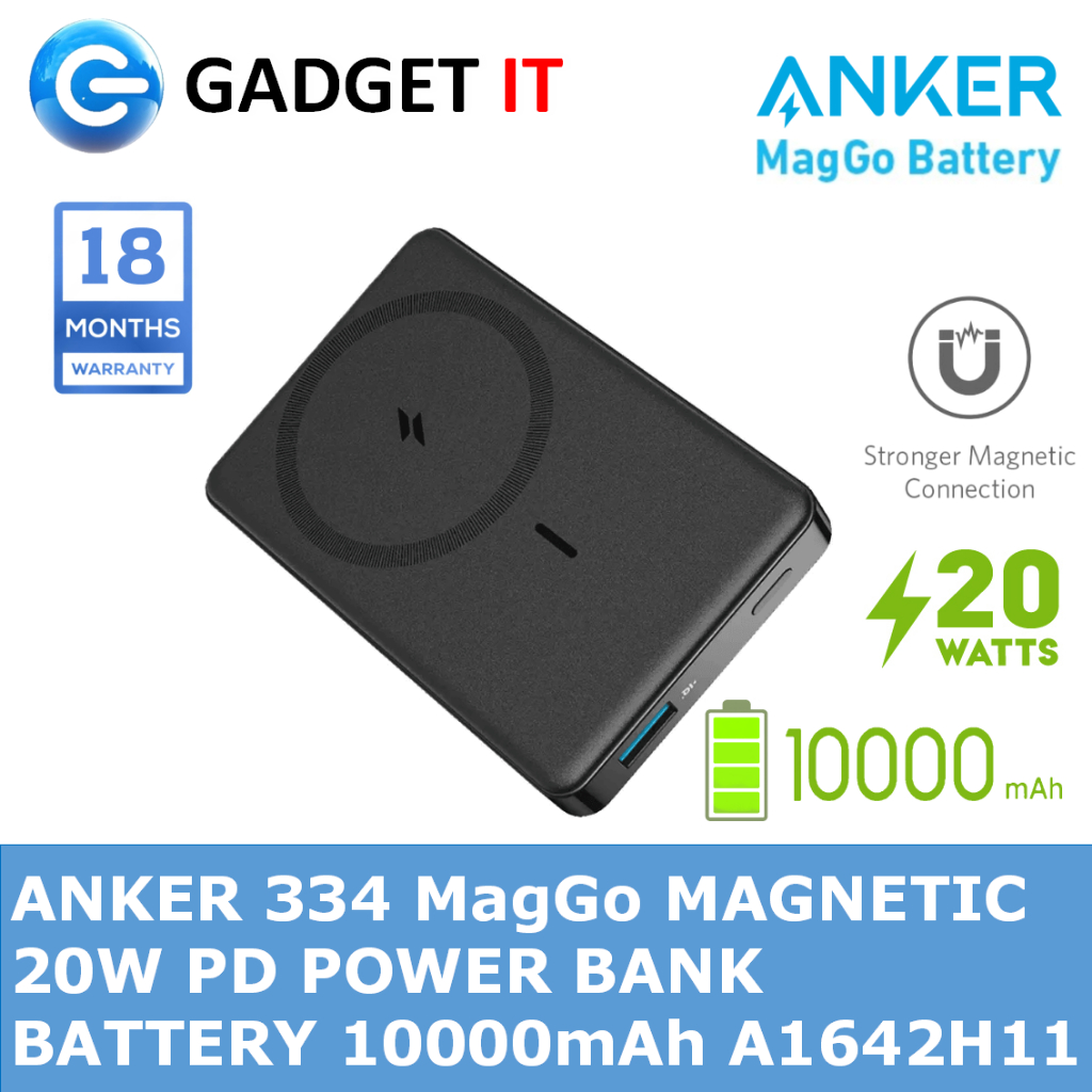 ANKER 334 MagGo MAGNETIC 20W PD POWER BANK BATTERY 10000mAh A1642H11 ...
