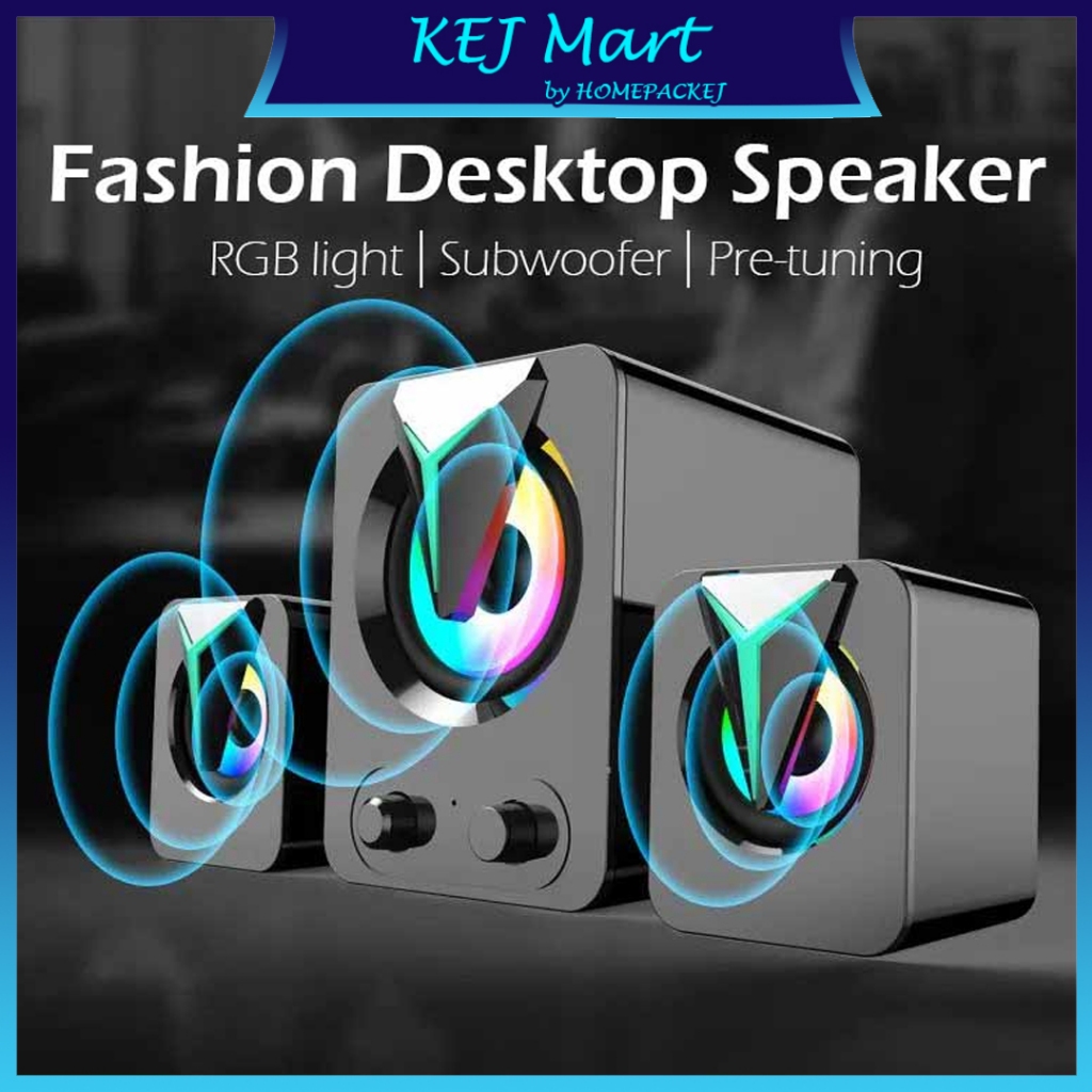 USB Multimedia Speaker Laptop Desktop Stereo Mini PC Speaker RGB LED ...