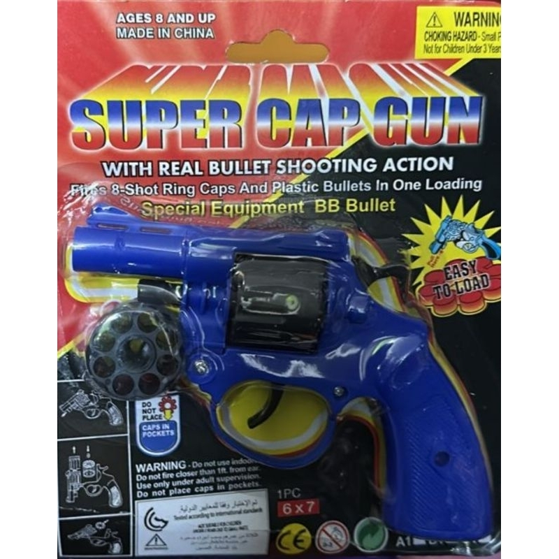 TOYS Super Cap Gun with bullets shooting action Fires 8-shot Rings Caps ...