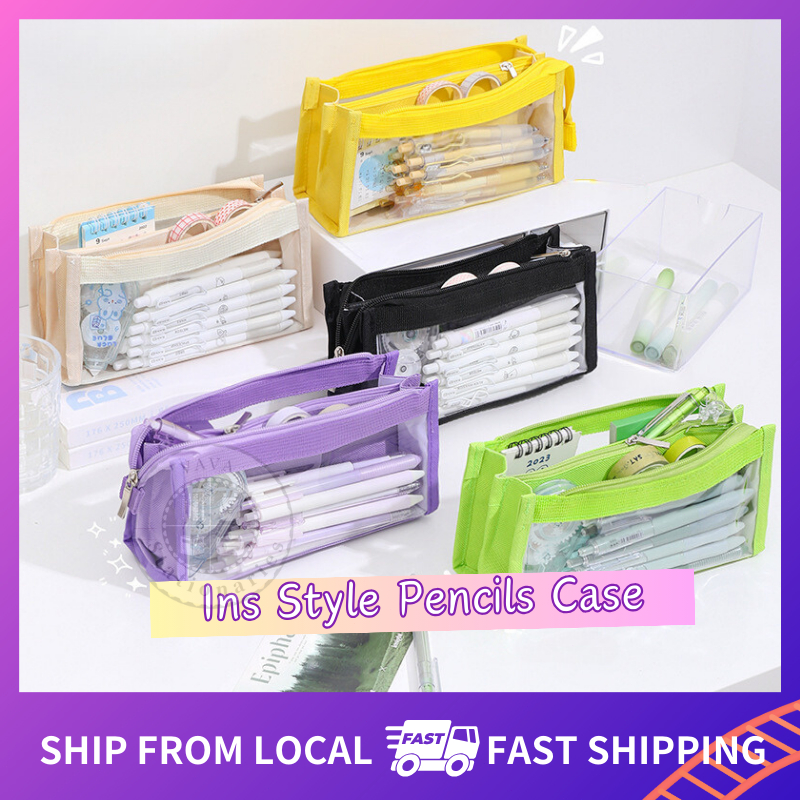 INS STYLE Multi Compartment Pencil Case Big Storage Minimalis Pencils ...