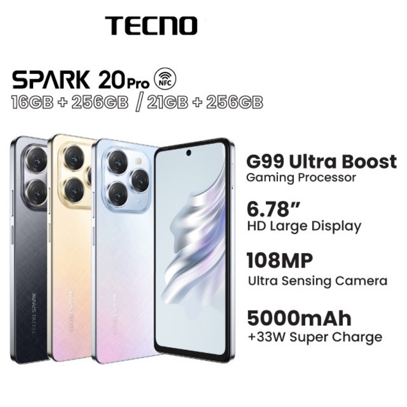 TECNO Spark 20Pro (8GB/12GB RAM + 256GB ROM | 108MP Ultra Sensing ...