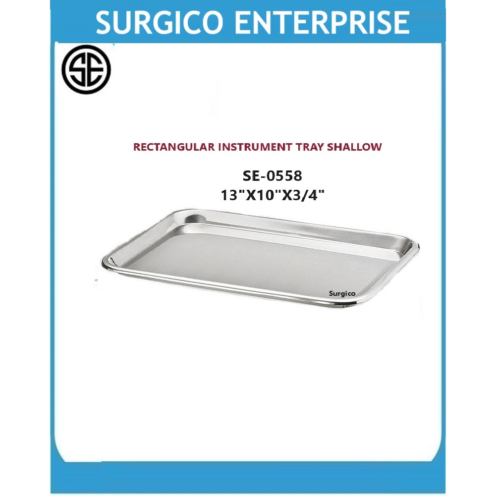 RECTANGULAR INSTRUMENT TRAY SHALLOW, size 13" x 10" x 3/4" - hospital ...
