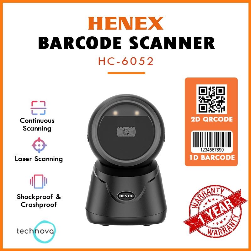 HENEX HC-6052 1D 2D Barcode Scanner Price Tag Scanner USB QR Code POS ...