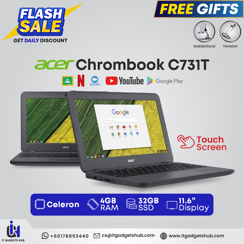 Acer Chromebook C771 C731T | Intel Celeron 11.6" Display Size | 4GB Ram ...