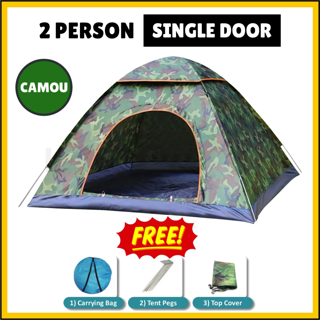 Khemah Camping Tent 3/4 Person 2 Sec Pop Up Tent Khemah Tent Camping ...
