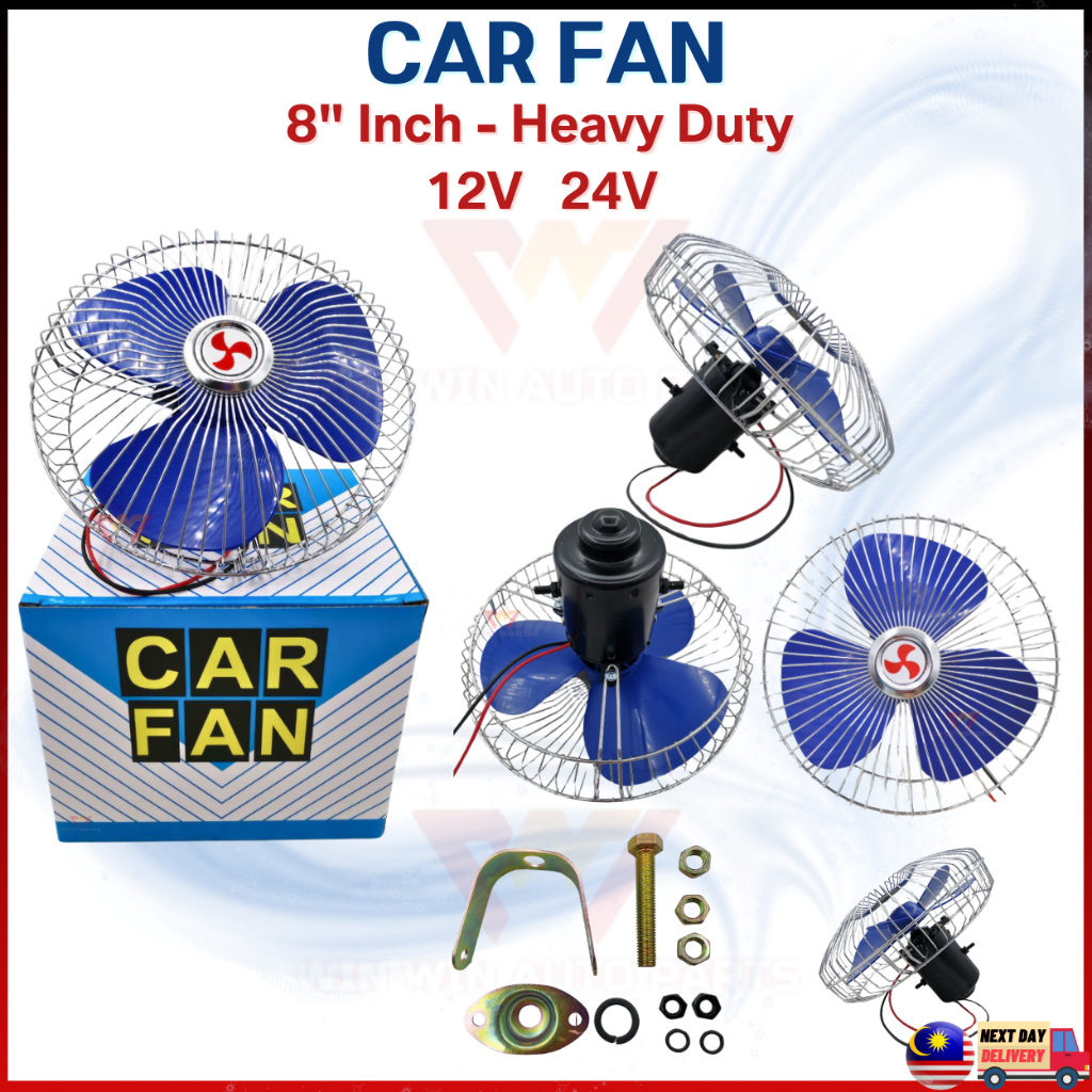 Kipas Lori 12v- 24V DC Room Fan 8" inch Car Lorry Inside Cooling Cover ...