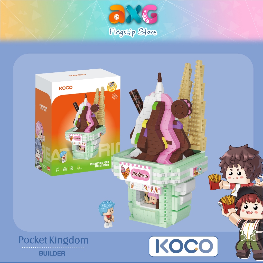 KOCO Food Street Ice Cream Shop Micro Mini Building Brick Set (942 Pcs ...