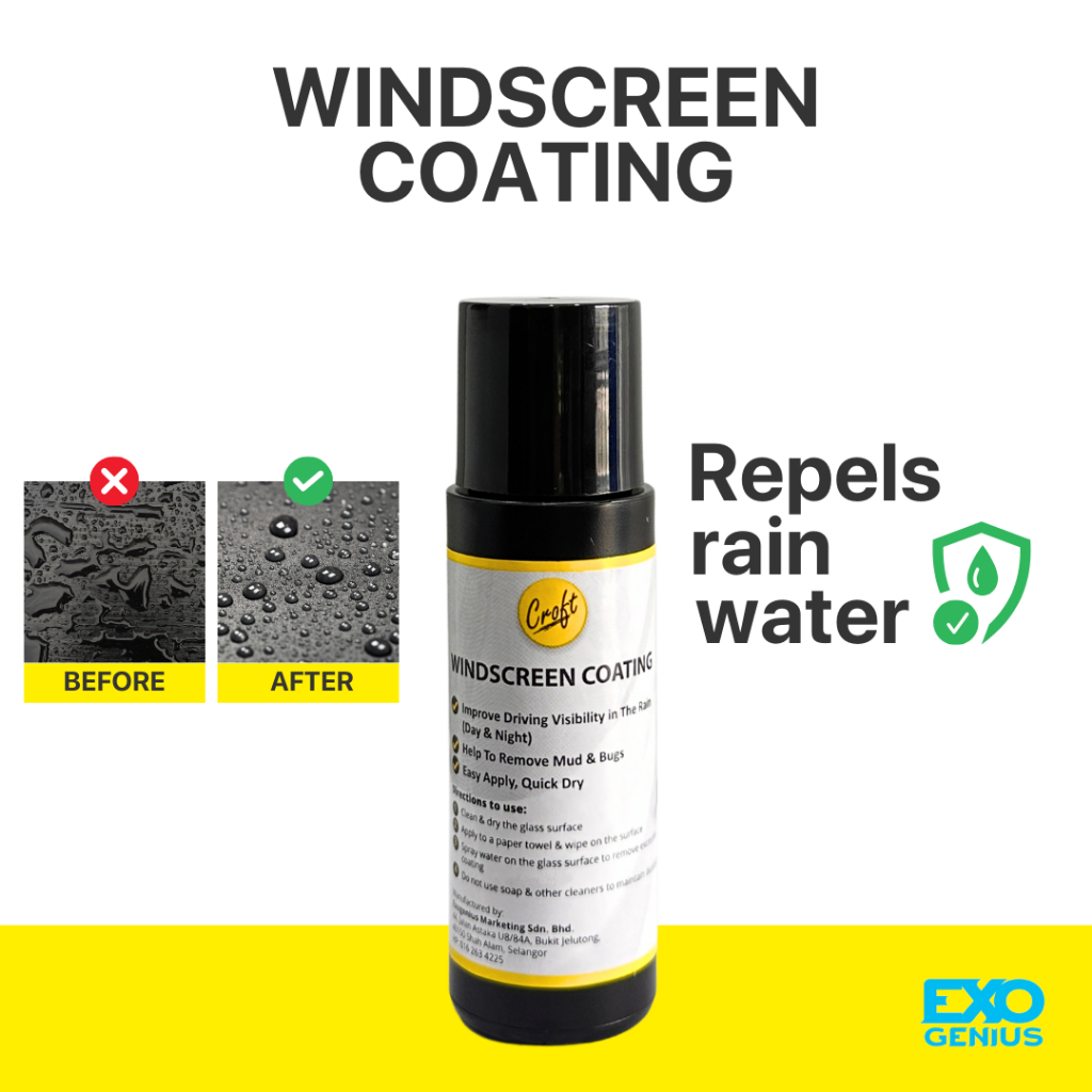 CROFT Windscreen Glass Coating (Rain Water Repellant) 40ml | Shopee ...