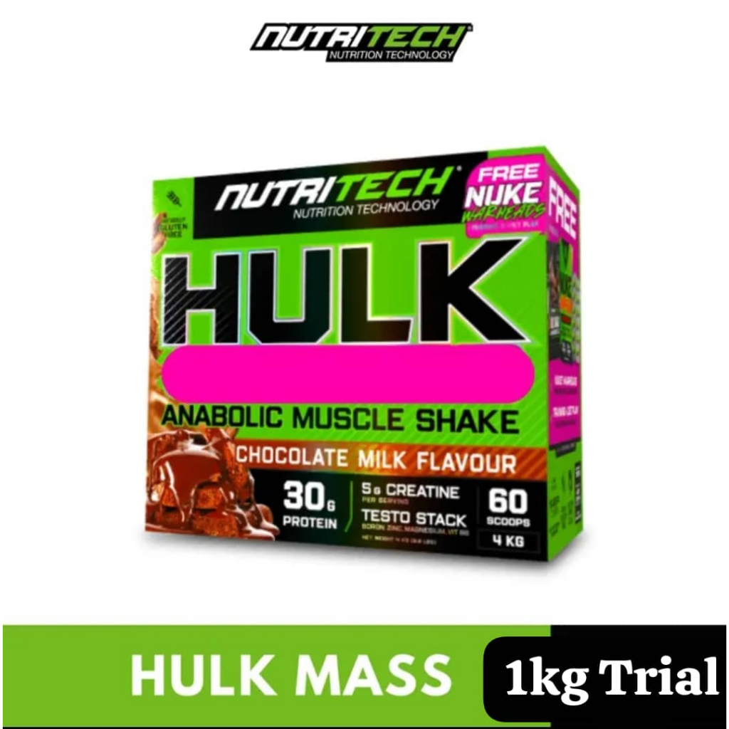 Nutritech Hulk Gainer Mass 1Kg (Trial Pack) Mass Protein. Perisa ...