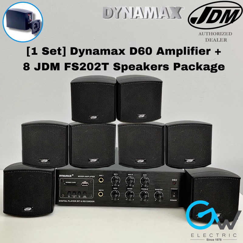Denn DMA30 Dynamax D60 Amplifier 50W + 2/4/6/8 unit JDM FS202T 2.5 ...