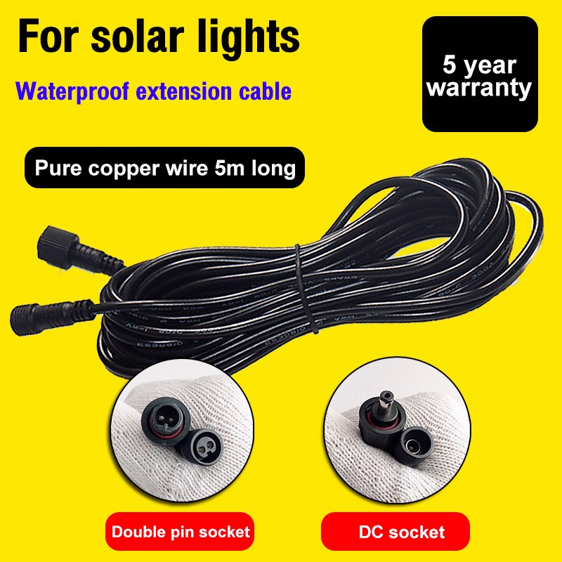 Solar light 5M extension cable Double needle extension cord | Shopee ...