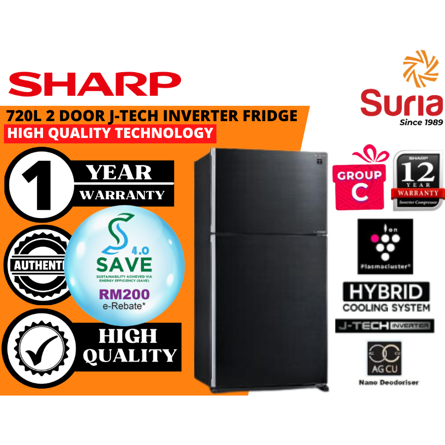 (Free Delivery Kedah,Penang & Perlis) Sharp 720L 2 Door J-Tech Inverter ...