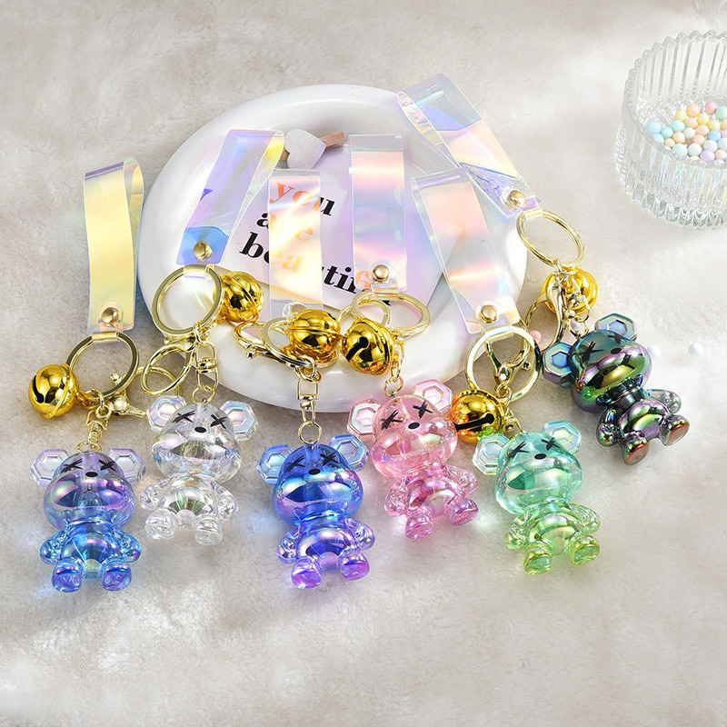 Cute x eye bear full body glossy keychain with bell | Shopee Malaysia