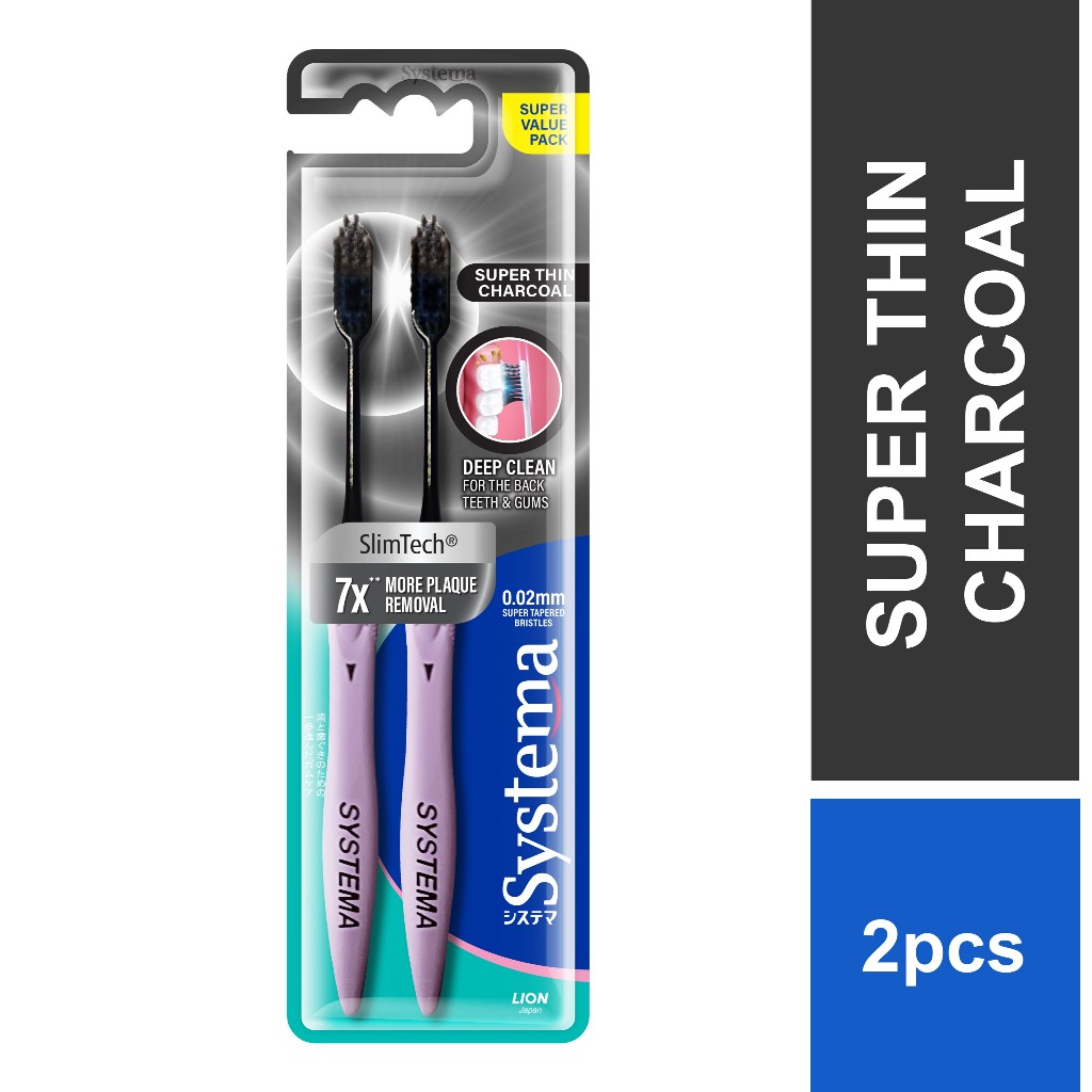 Systema Toothbrush Super Value Pack 2s Super Thin Charcoal | Shopee ...
