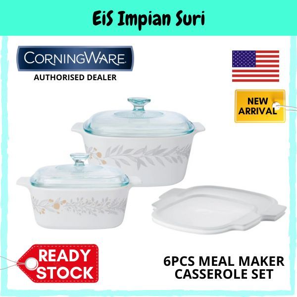(Ready Stock!!) Corningware 6 Pcs Meal Maker Casserole Set with Glass ...