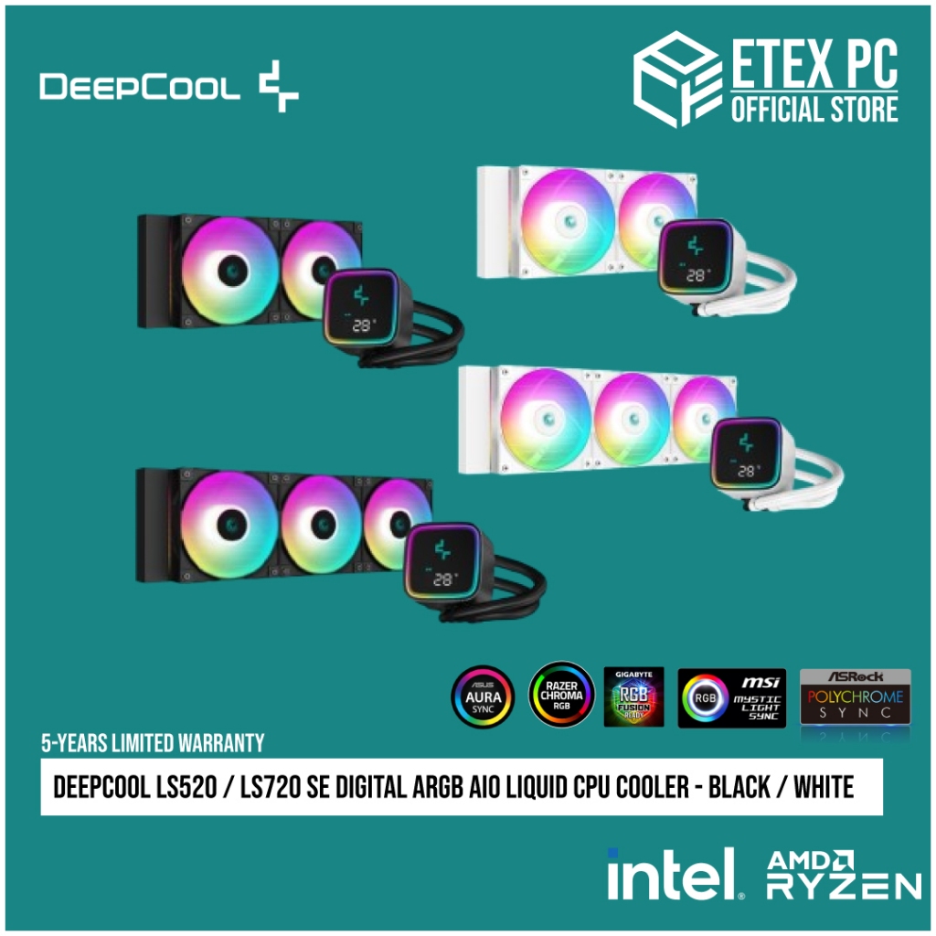 DeepCool LS520 / LS720 SE Digital ARGB AIO Liquid CPU Cooler - Black ...