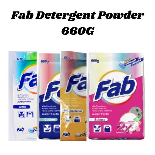 Fab Detergent Powder (660g) White/Cotton/Sakura/Anti-Bacterial | Shopee ...