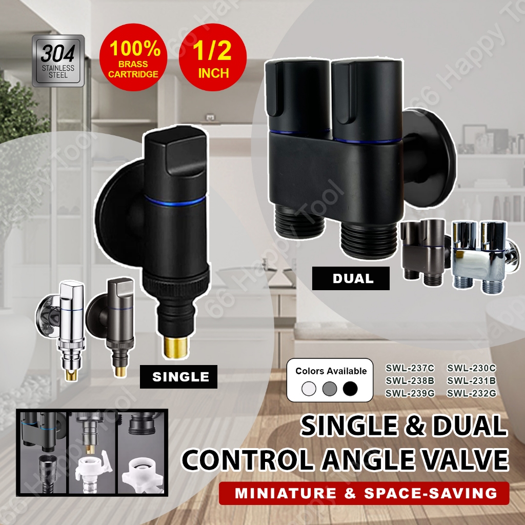 Sowali Single & Dual Control Angle Valve Brass G1/2 Tap 3 Way Filling ...