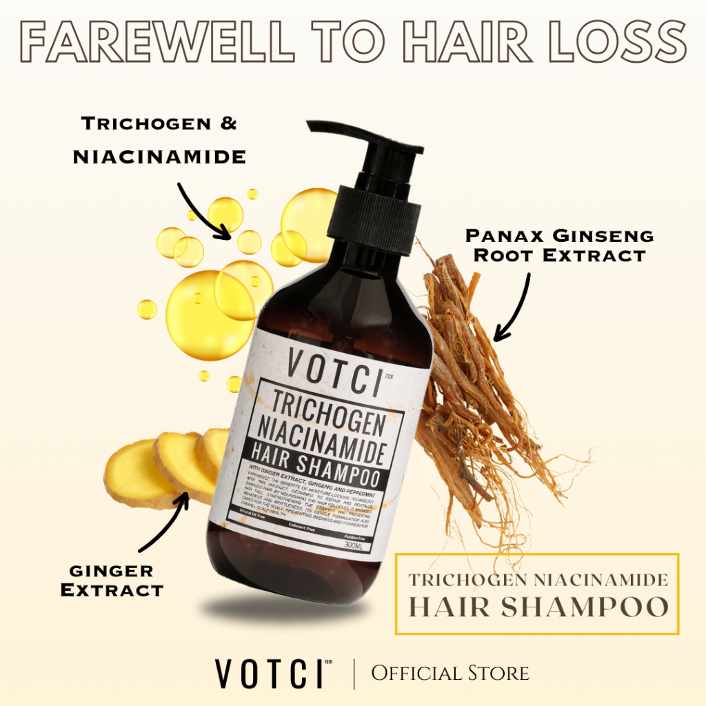 Hair Shampoo - VOTCI Trichogen Niacinamide Hair Shampoo 300ml | Shopee ...