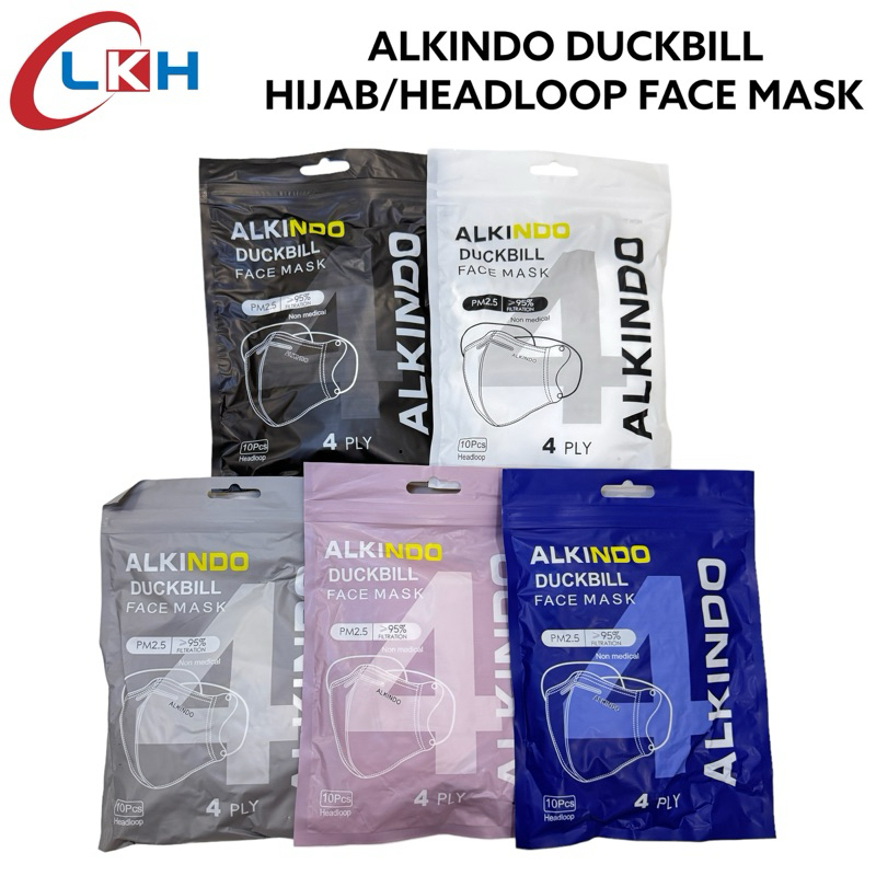 ALKINDO 4ply Duckbill Adult Headloop/Hijab Face Mask 1pack 10pcs ...