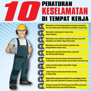 10 Peraturan Keselamatan Di Tempat Kerja - 3' (w) x 3' (h) Sticker with ...