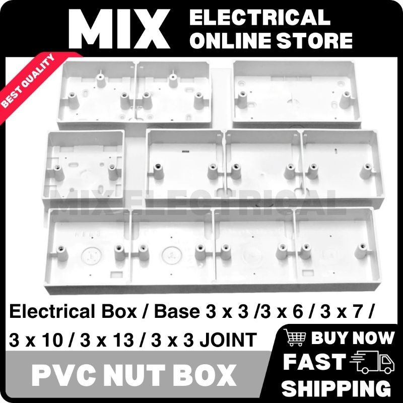 PVC Nut Box Surface for Switch Socket Base Box / Electrical Box 3x3 3x6 ...