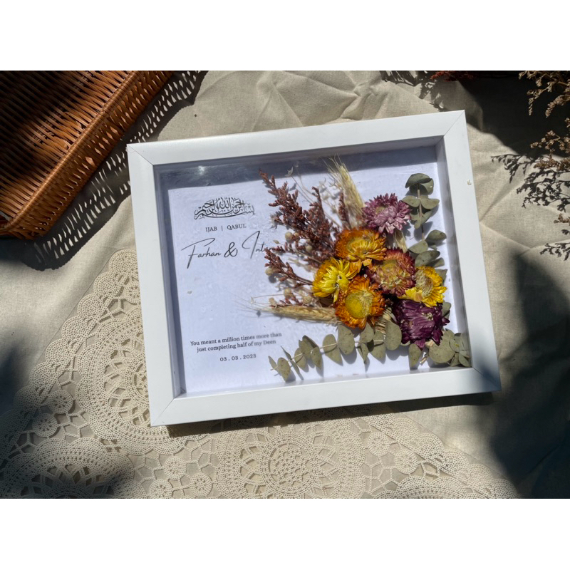 Customade Frame Mas Kahwin Nikah Dried Flower Murah | Shopee Malaysia