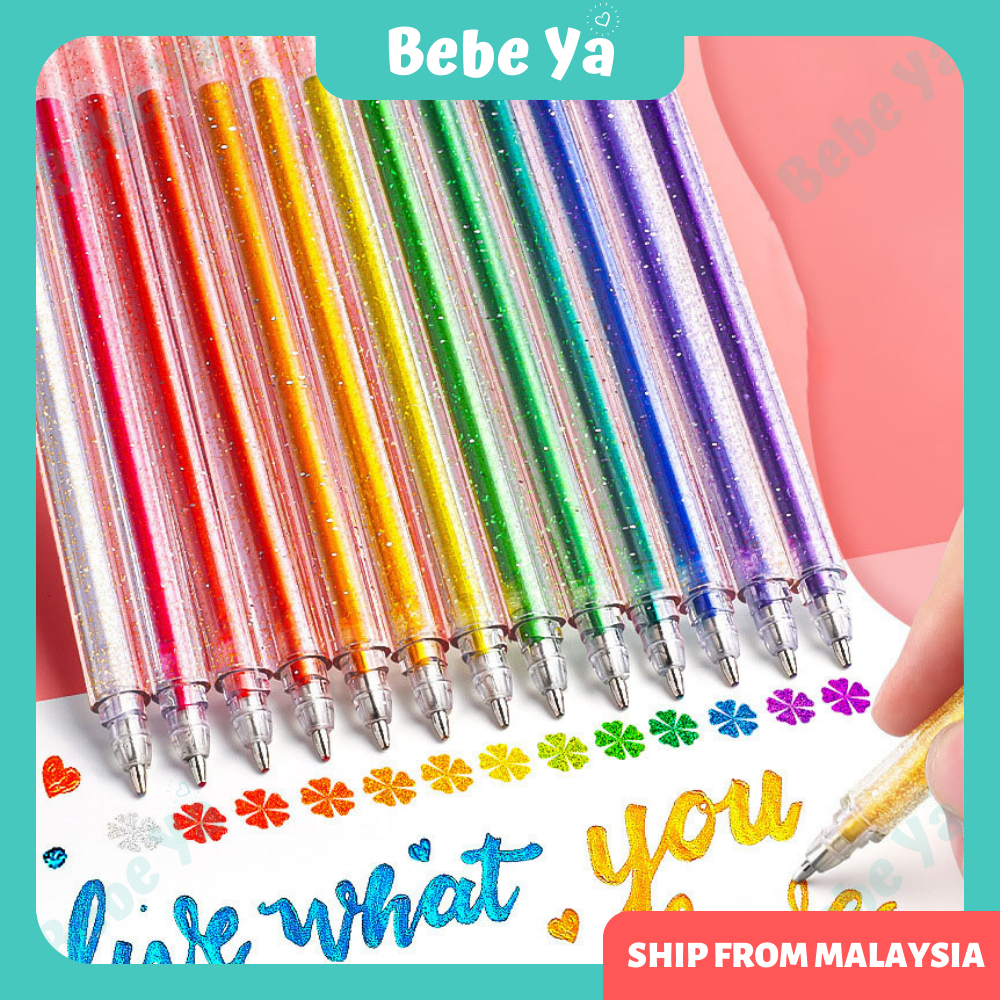 Glitter Pen 12/36 Colour 1mm - Magic Pen Gel Colour Pens Shining Pen ...