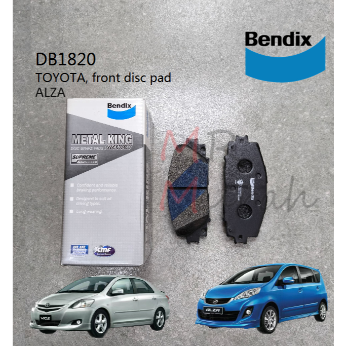 Original Bendix DB1820 Toyota Vios Ncp93, Alza 2014 Front Brake Pad ...