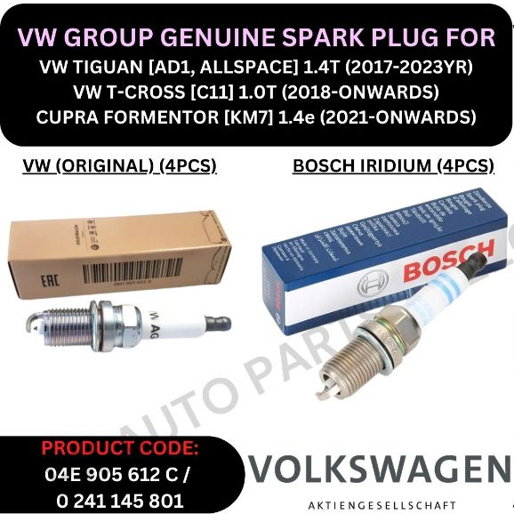 VW GROUP GENUINE SPARK PLUG FOR VW TIGUAN [AD1, ALLSPACE] '17-23YR / T ...