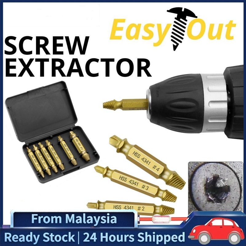 6pcs Damaged Screw Extractor Drill Bit Set Tools For Broken Screw ...