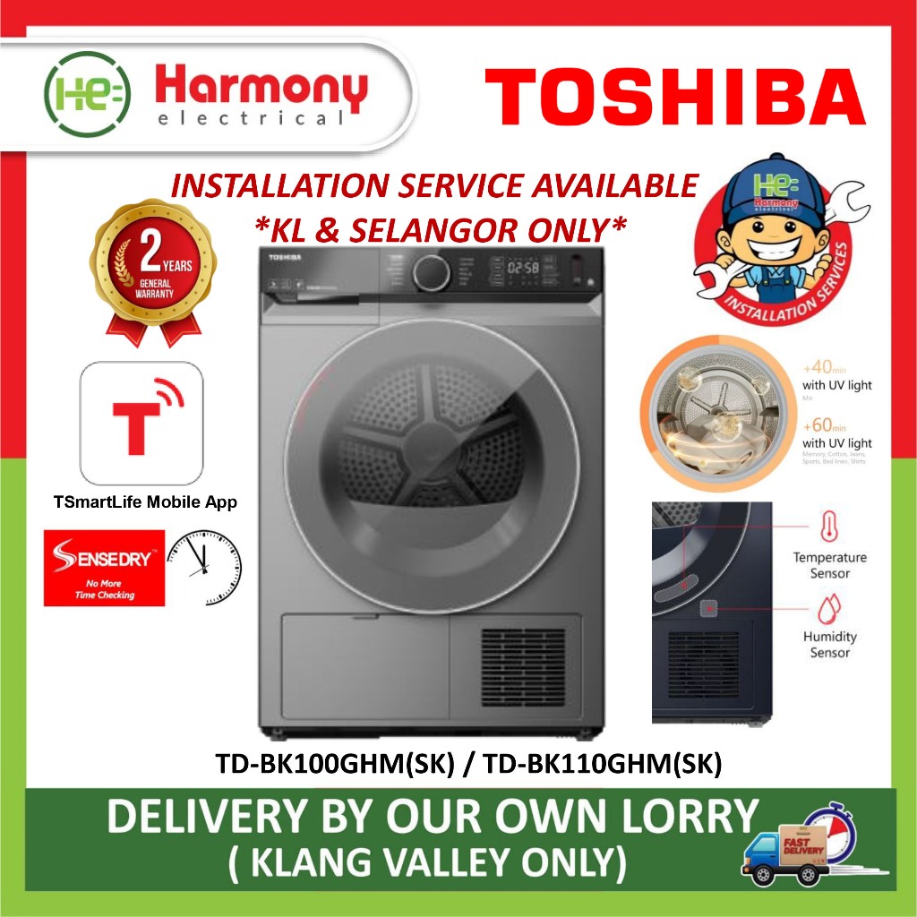 (FREE DELIVERY + INSTALL KL) TOSHIBA 9kg Heat Pump Dryer TD-BK100GHM(SK ...