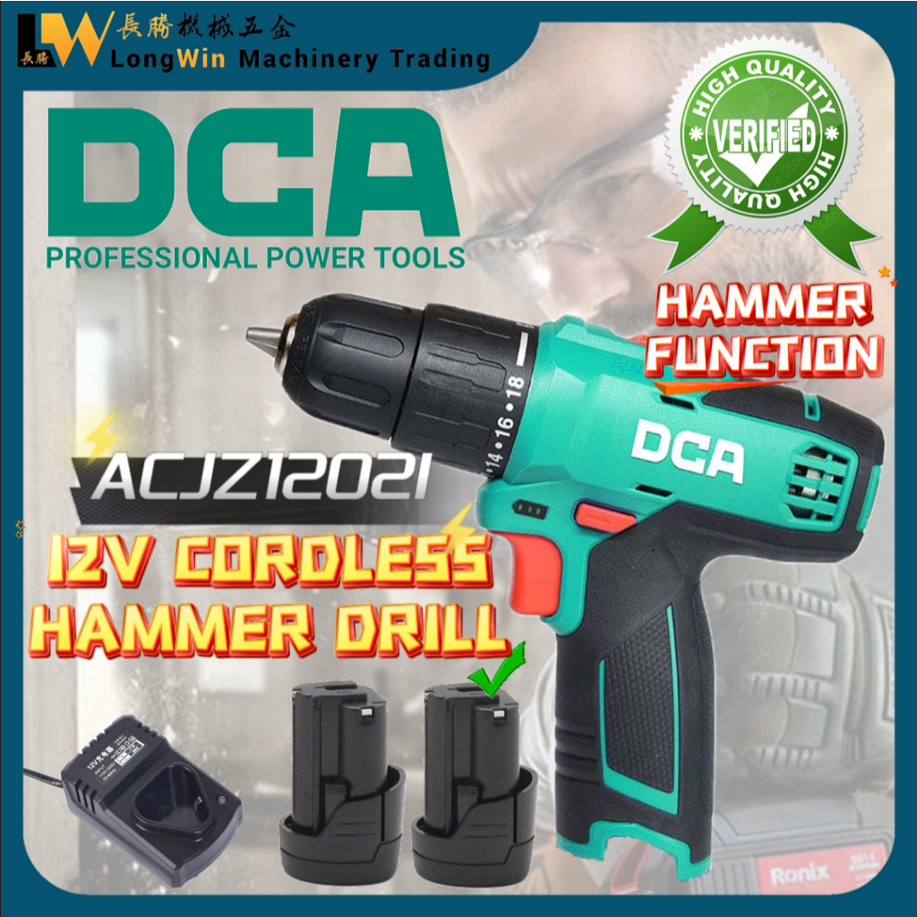 DCA ADJZ1202I 12V 2.0Ah Cordless Hammer Driver / Drill Bateri Drill ...