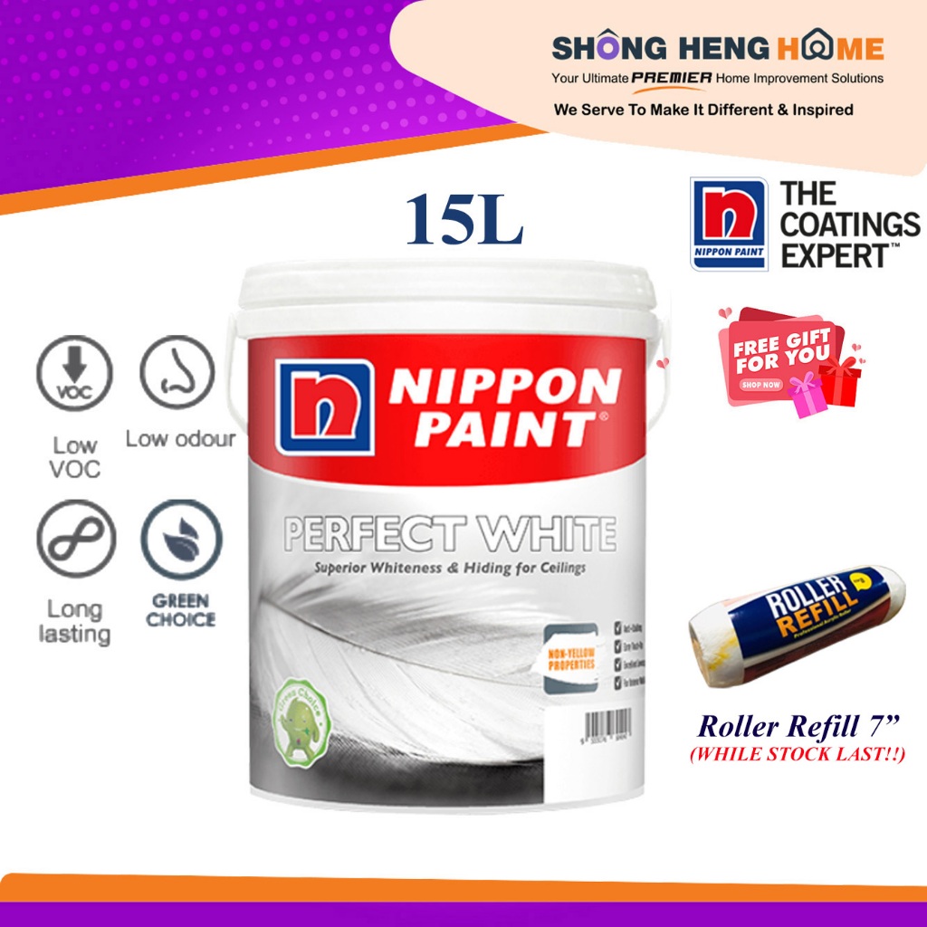 15L - Nippon Interior Paint Perfect White + Freegift | Shopee Malaysia