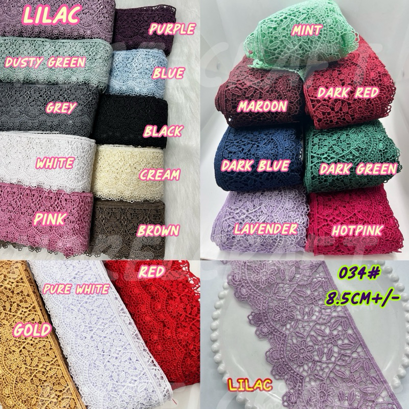 034#[1METER]CHEMICAL FLOWER LACE/ EMBROIDERY LACE/RENDA SULAM BUNGA ...