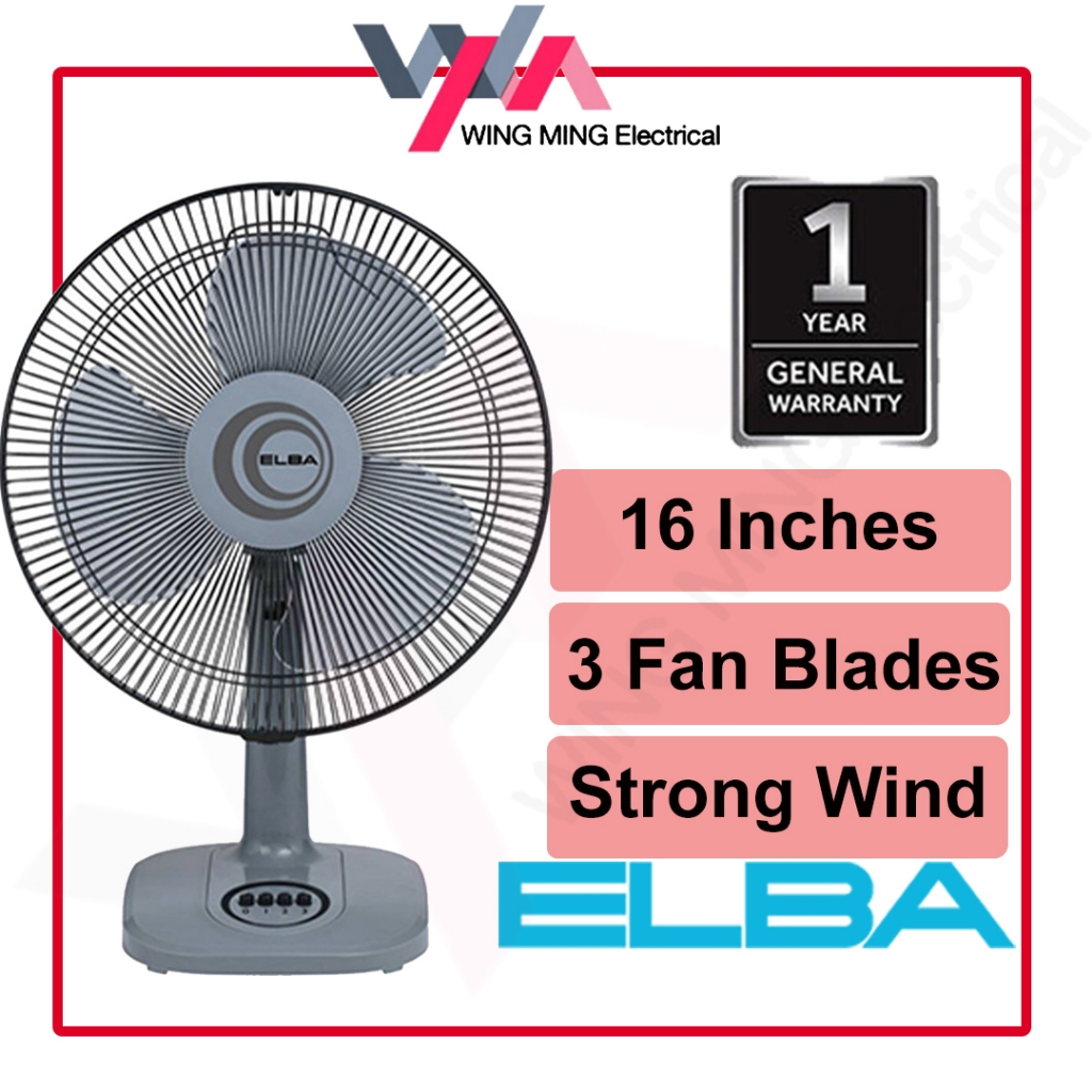 Elba 16" Table Fan Kipas Berdiri Kuat Angin ETF-G1620(GR) Grey 12 ...