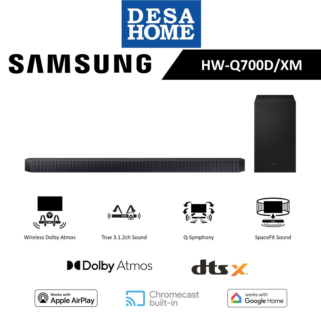 SAMSUNG HW-Q700D/XM 320WATT SALURAN 3.1.2CH DOLBY ATMOS BAR BUNYI ...