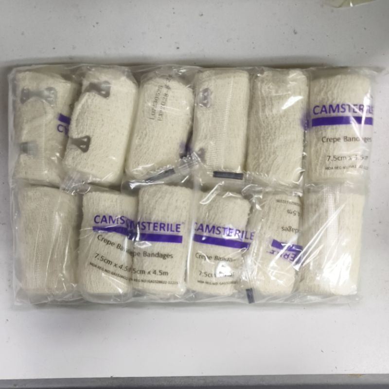 12ROLLS Camsterile Crepe Bandage 7.5cm X 4.5M Cotton Crepe Bandage (7 ...