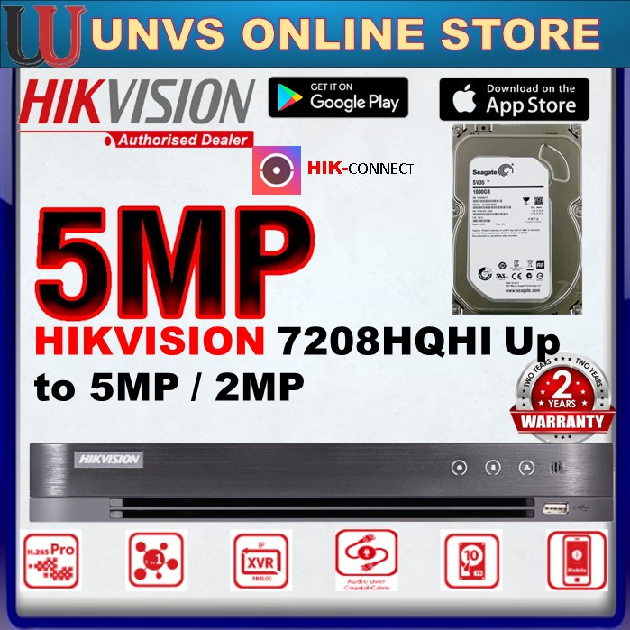 HIKVISION hik 8-CHANNEL 1080P DVR 5MP/2.0MP TURBO HD CCTV DS-7208HQHI ...