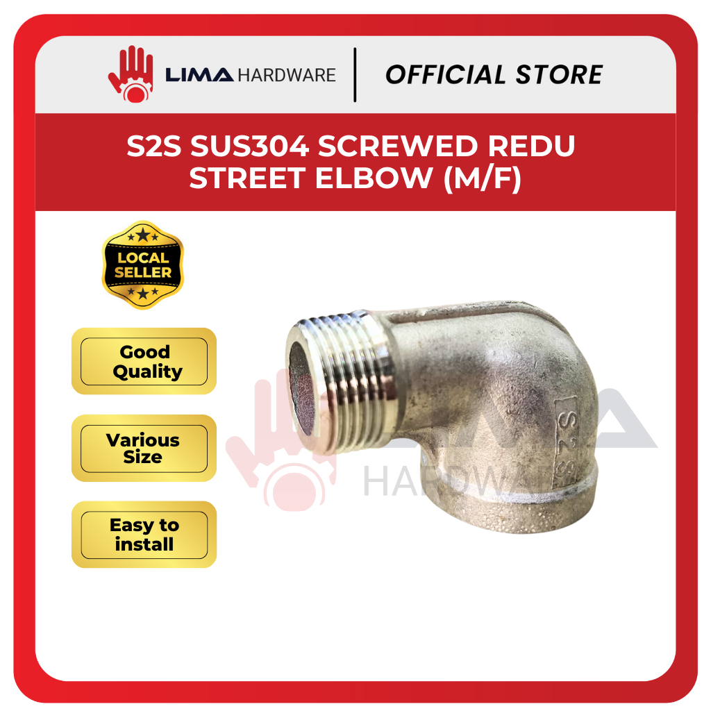 S2S SUS304 SCREWED REDU STREET ELBOW - 1" x 3/4" (M/F - 25MM x 20MM ...