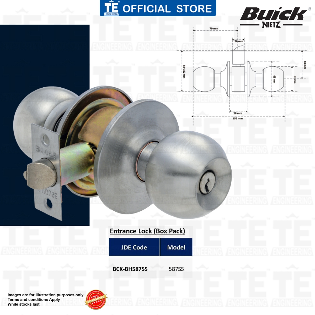 Buick Nietz Cylindrical Door Lock (587SS) | Shopee Malaysia