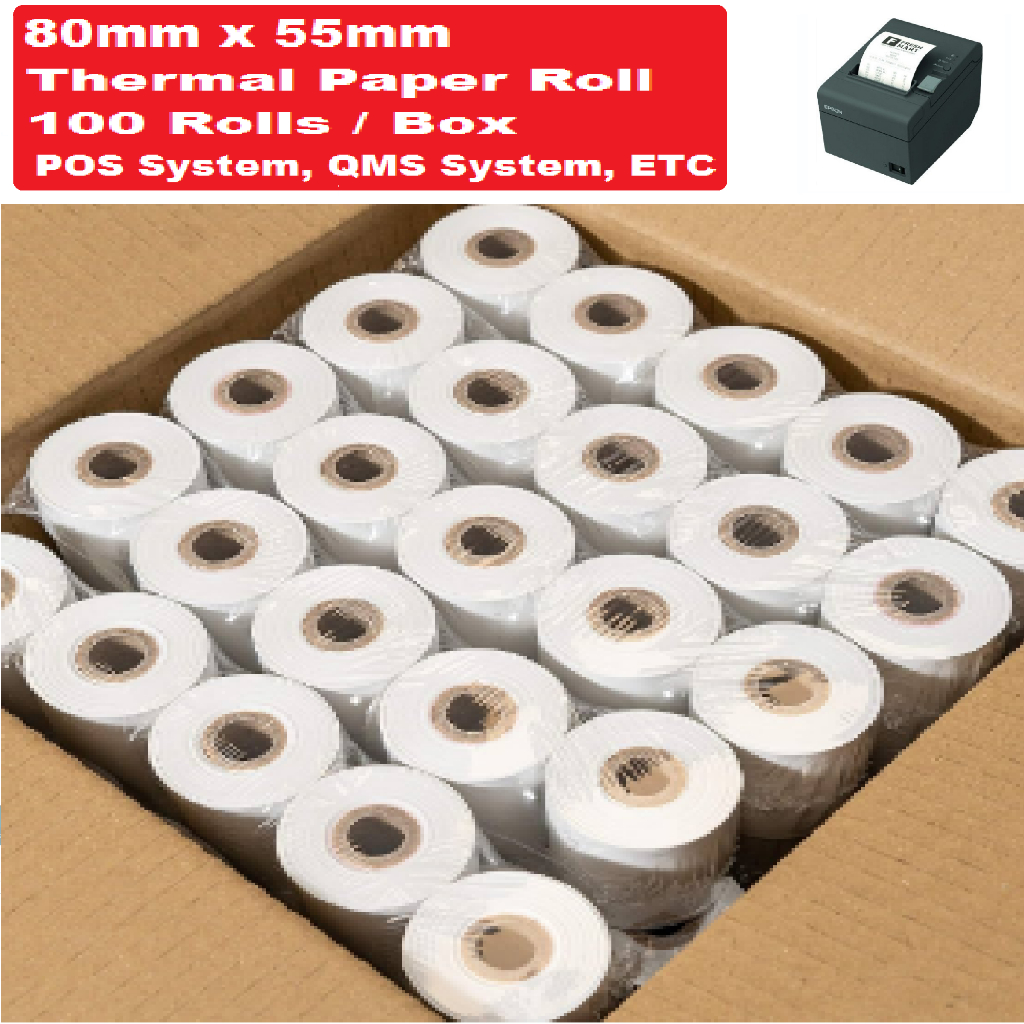 80mm x 60mm (100 Roll/Box) Point of Sales (POS) Thermal Receipt Paper ...
