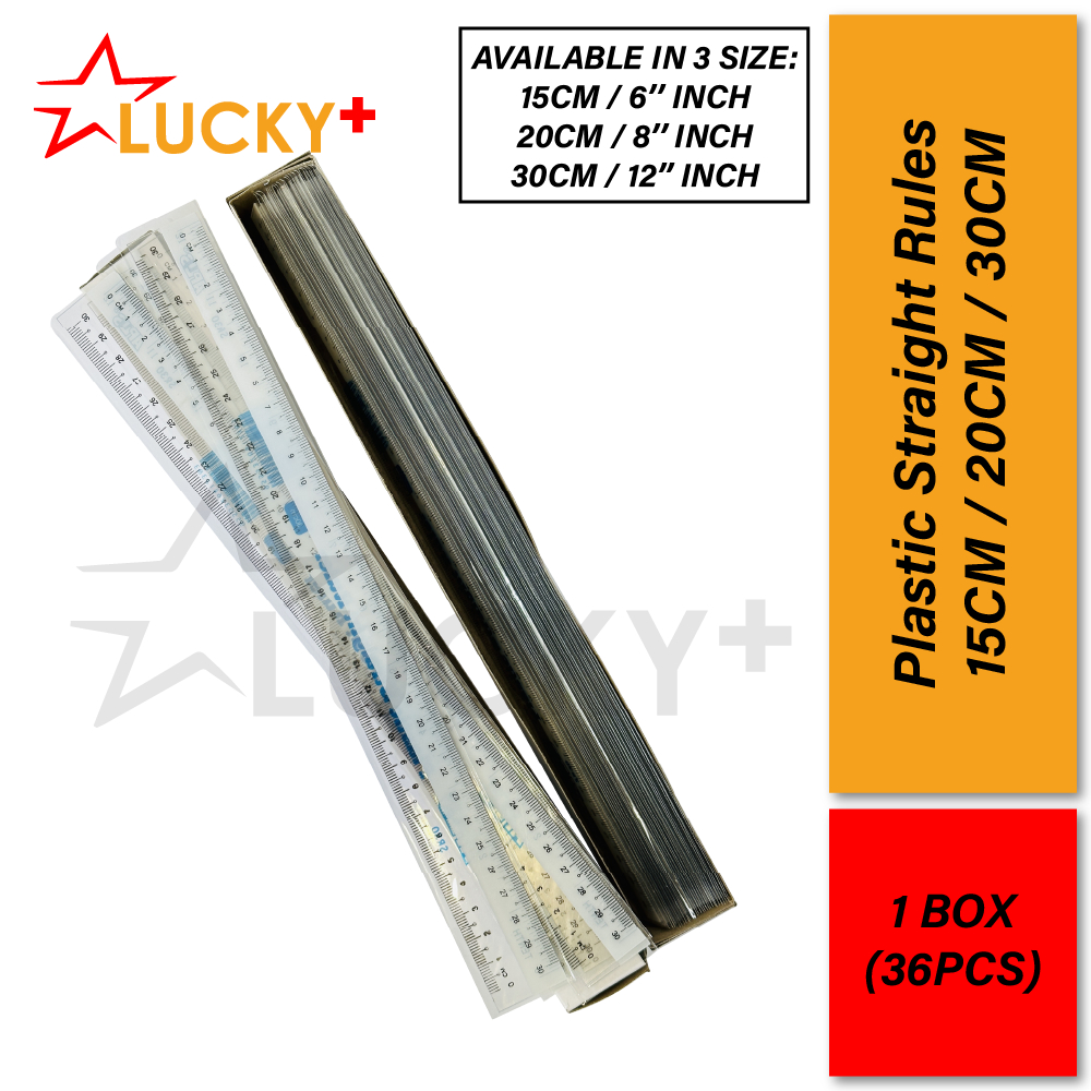 Plastic Straight Ruler(15CM/20CM/30CM)(1box/36pcs)/Pembaris Plastik/PVC Student Ruler/Pembaris ...