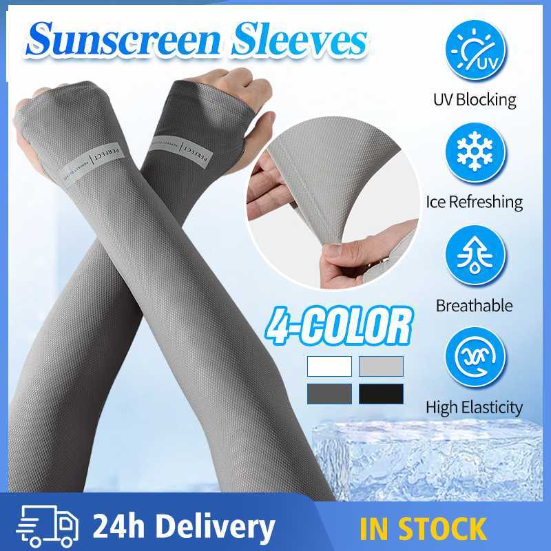 🔥Cycling Ice Arm Sleeve Outdoor UV Protection Sleeves Ice Silk Loose ...
