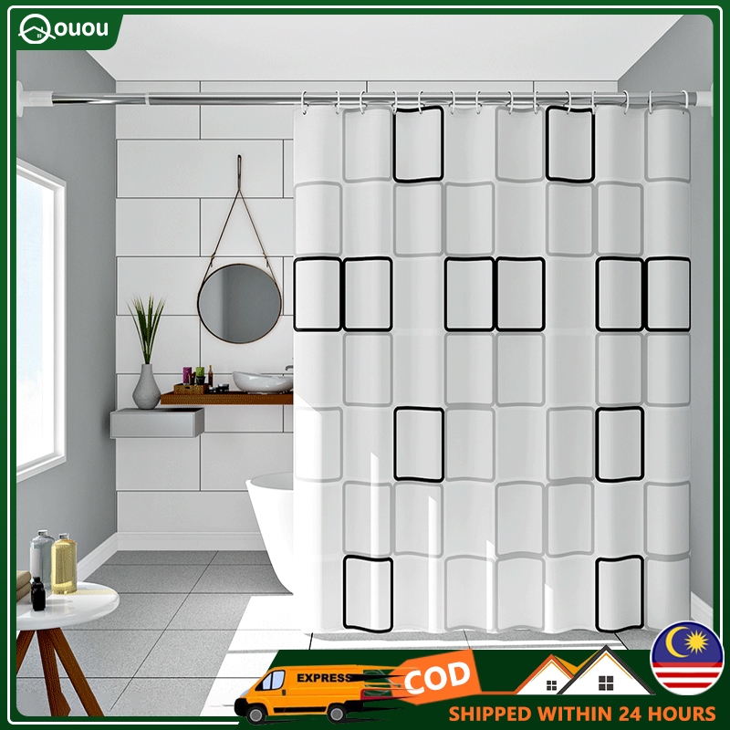 Ouou Bathroom Shower Curtain Langsir Bilik Mandi Langsir Kalis Air Peva